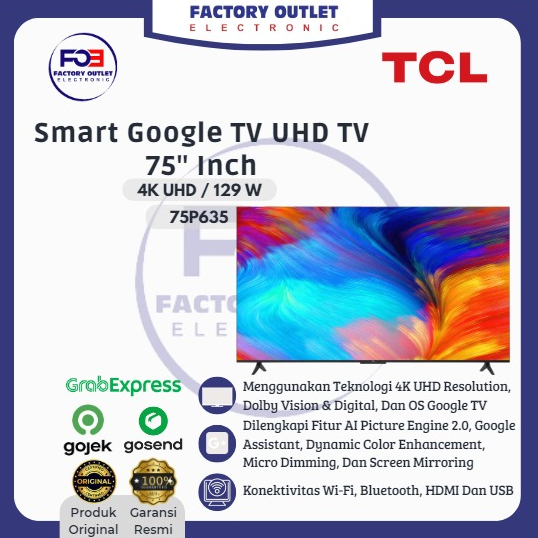 Jual TCL 75P635 Smart Go-ogle TV 4K Alexa HDR Ultra HD 75" Inch ...