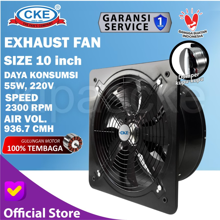 Jual Exhaust Drum Fan CKE 10 Inch EFD-SQ-10/1-NB Dinding Rumah Restoran ...