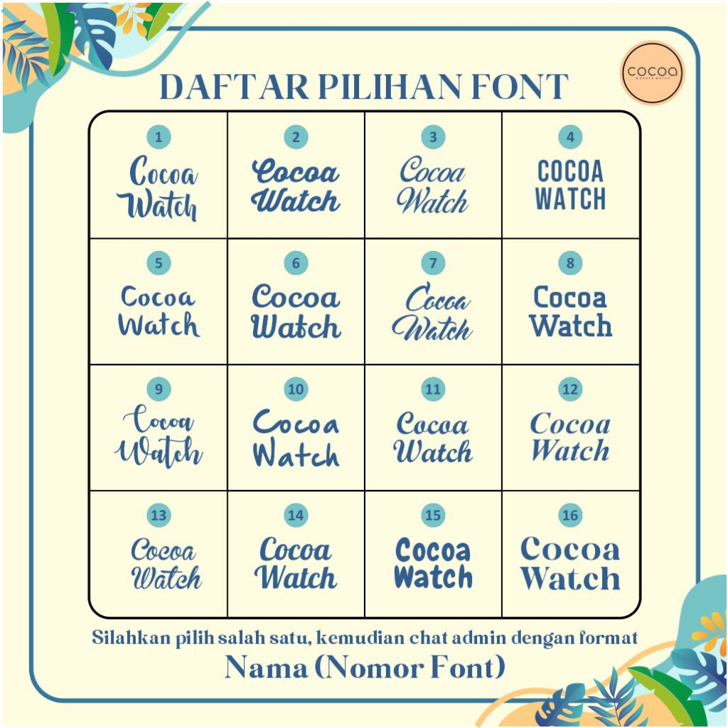 Jual Pilihan Font Grafir Nama jam tangan - Cocoa Watch | Shopee Indonesia