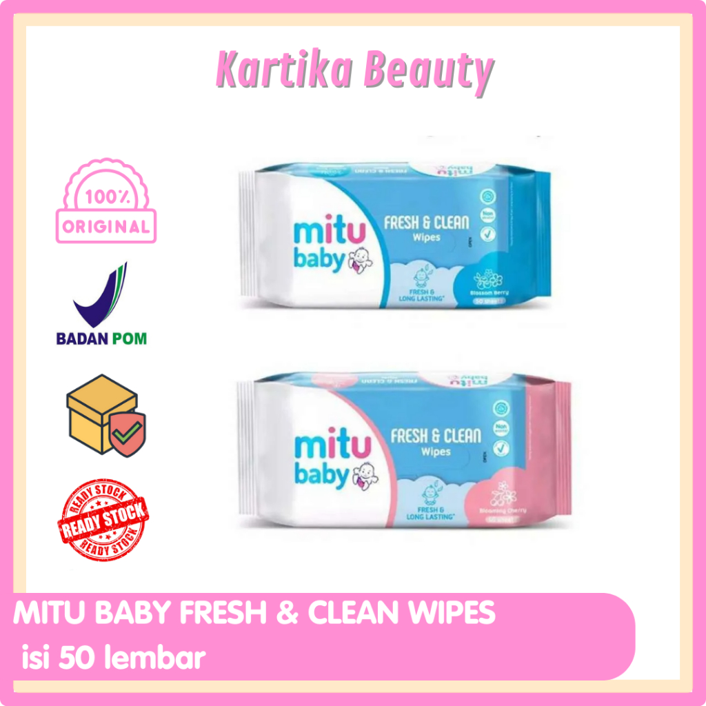 Jual MITU BABY FRESH AND CLEAN WIPES ISI 50 LEMBAR PER BUNGKUS TISU ...