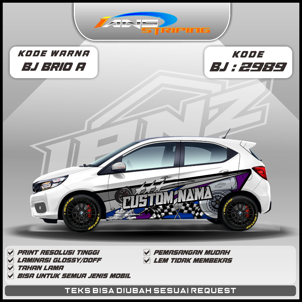 Jual BJ 2989 DECAL STICKER MOBIL VARIAN JAZZ BRIO AGYA ARIS- FREE ...