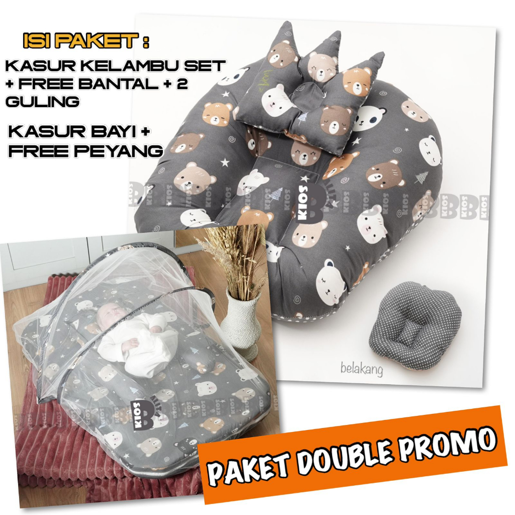 Jual PAKET BOOMBASTIS!! KASUR KELAMBU SET FREE BANTAL GULING + KASUR BAYIJUMBO FREE BANTAL ...