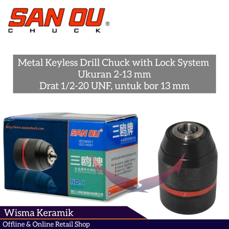 Jual Metal Keyless Drill Chuck 13 mm/ Kepala Mesin Bor Tanpa Kunci ...