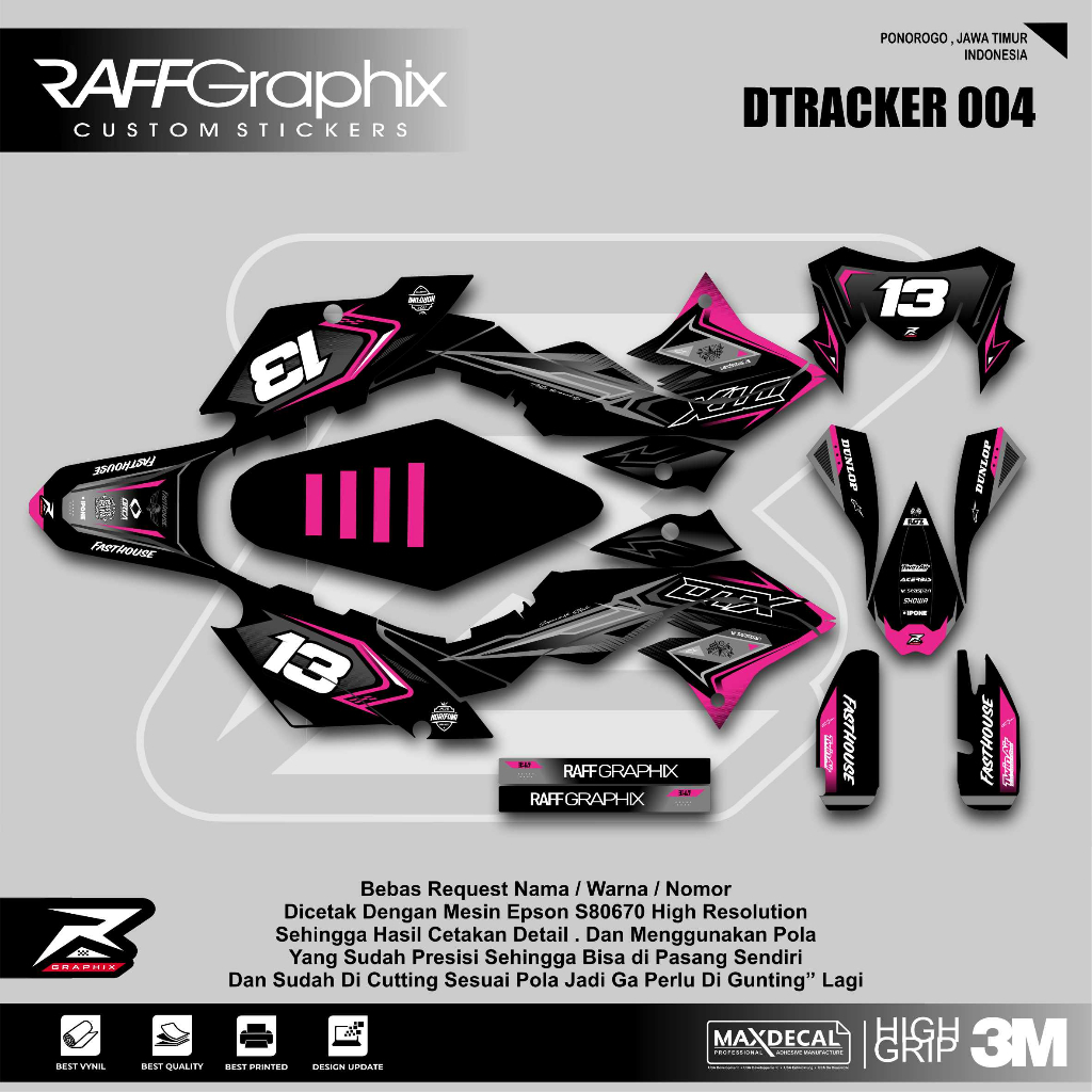 Jual DECAL DTRACKER HITAM PINK /DECAL DTX SUPERMOTO | Shopee Indonesia