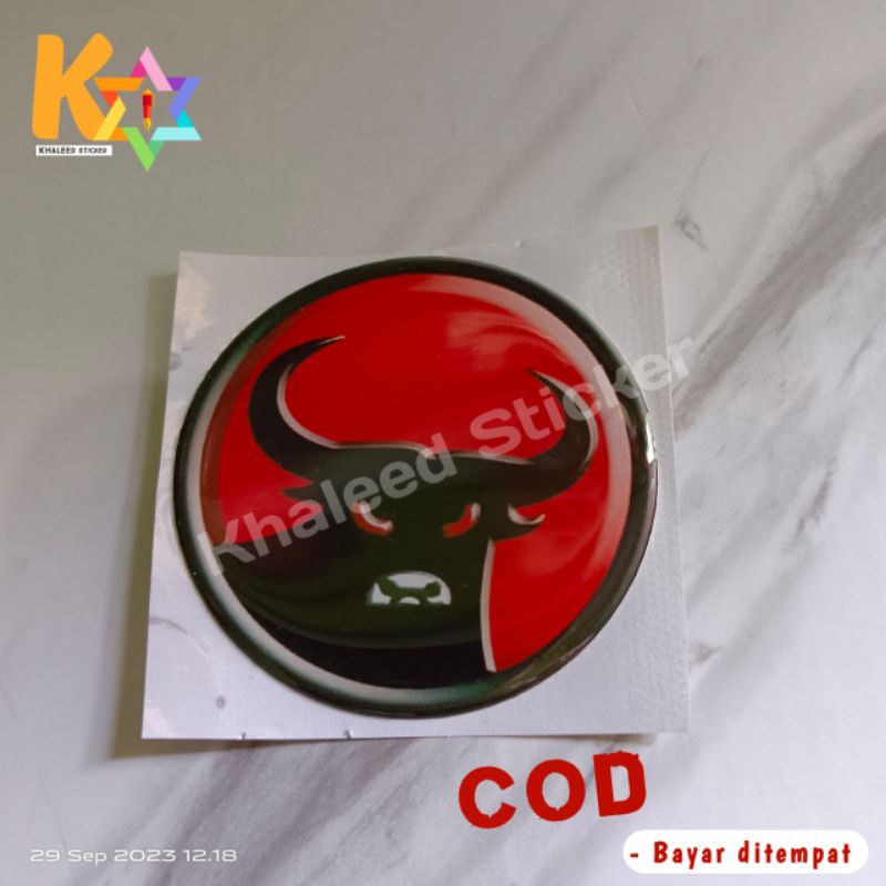 Jual Stiker timbul emblem PDI Perjuangan stiker banteng merah | Shopee ...
