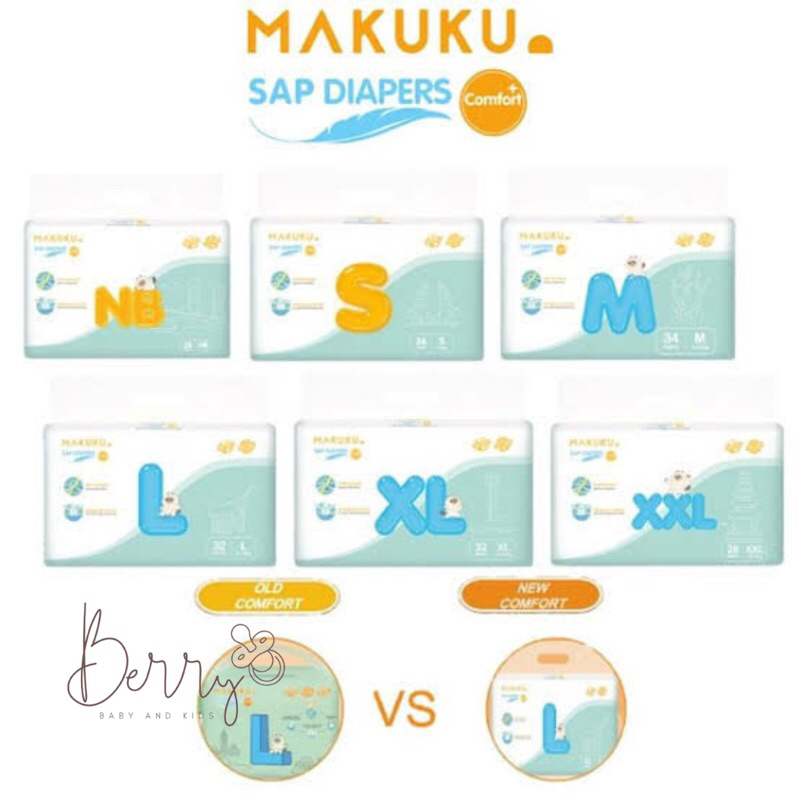 Jual MAKUKU - Diapers Comfort + || NB26 , S36 , M34 , L32 , XL32 | Shopee Indonesia