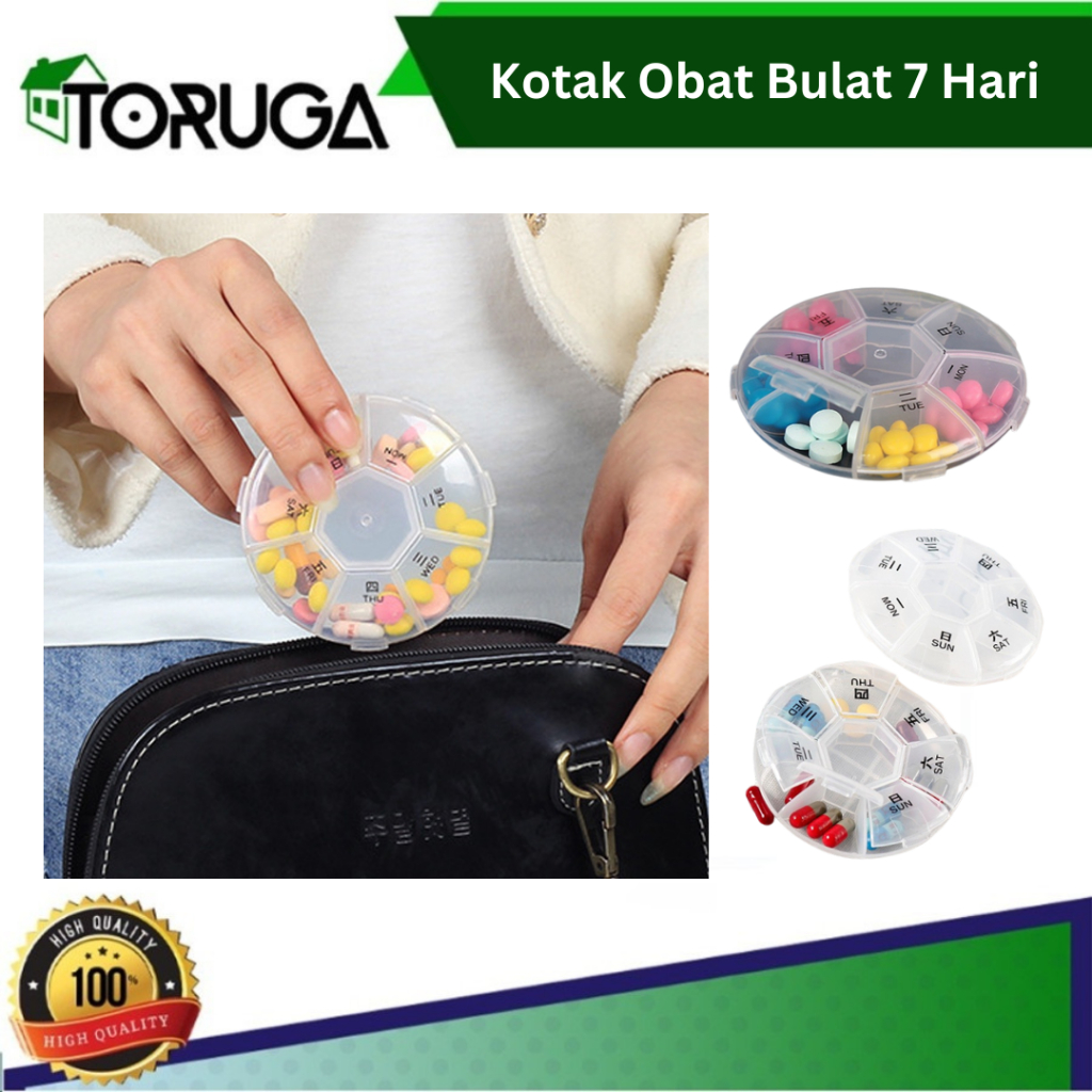 Jual Kotak Obat Bulat 7 Sekat / Mini 7 Grid Medicine Box Portable ...