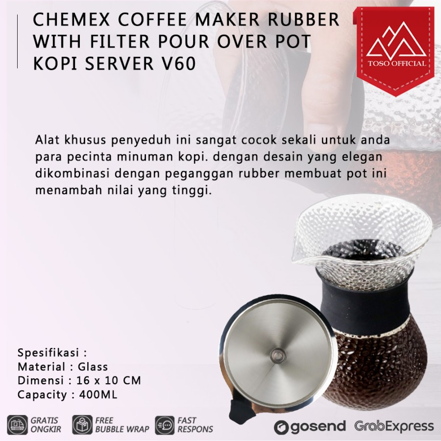 Jual CHEMEX COFFEE MAKER RUBBER WITH FILTER POUR OVER POT KOPI SERVER ...