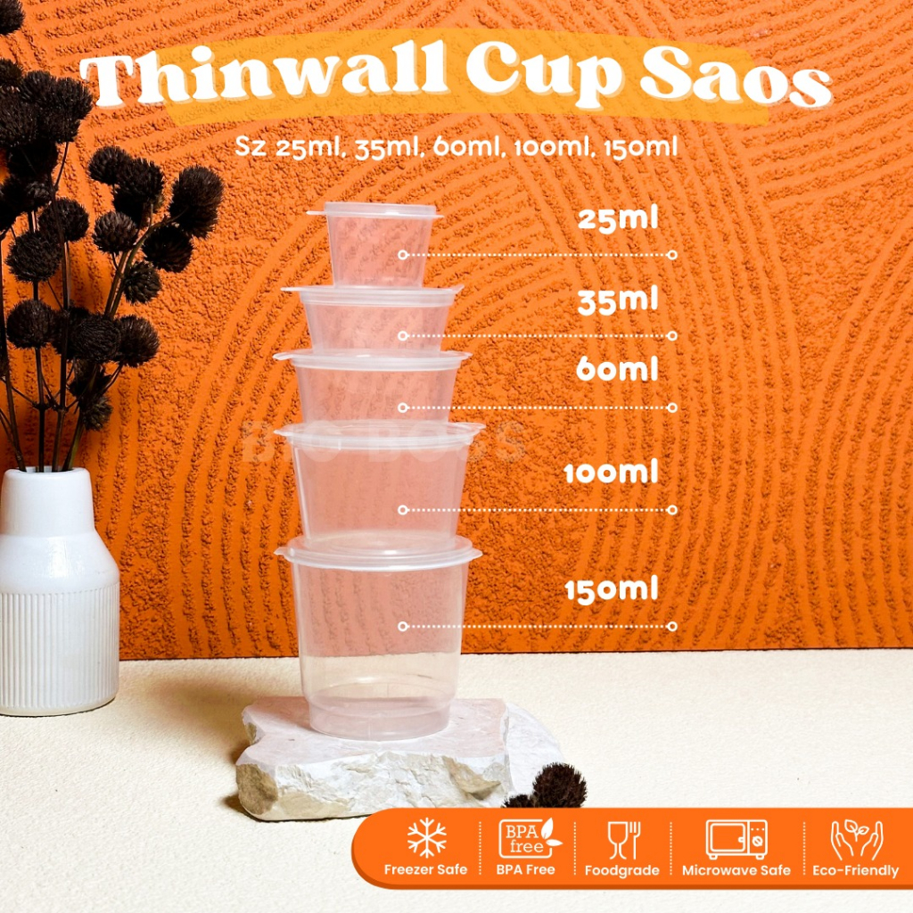 Jual Thinwall Cup Saus 25ml 35ml 60ml 100ml 150ml / Wadah Klip Saos ...