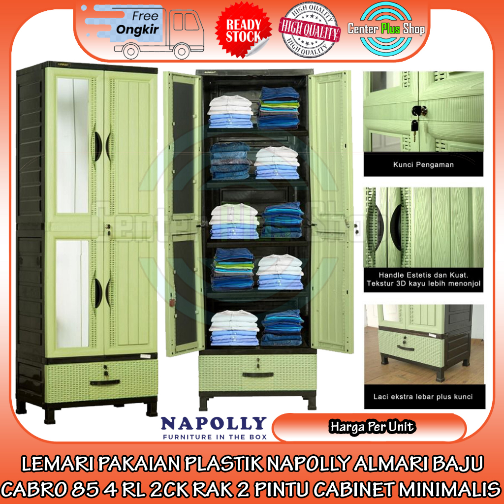 Jual [Instant] Napolly Lemari Pakaian Plastik Almari Baju Cabro 85 4 Rl ...