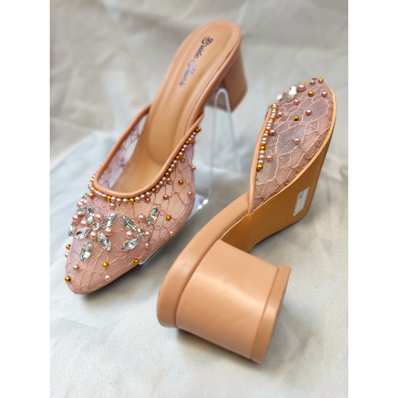 Jual BRIDE SHOES 5cm selop cantik payet slop manten slop wisuda sandal ...