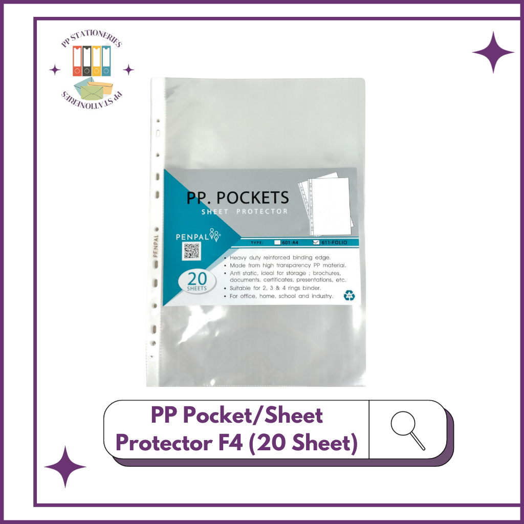 Jual Penpal PP Pockets / Sheet Protector Folio PL-611 [20 Sheets ...