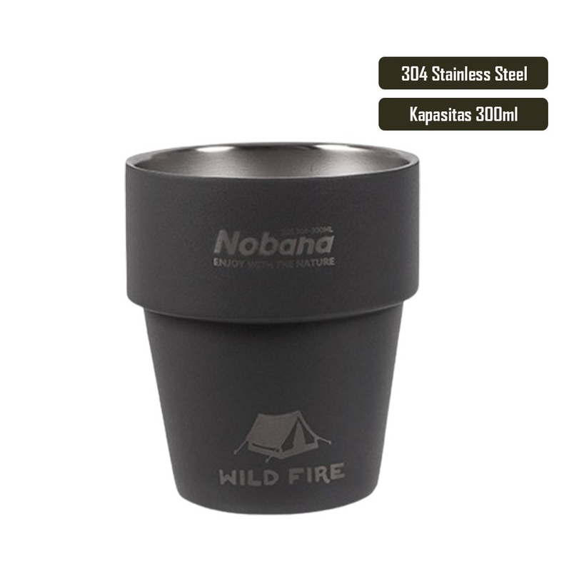 Jual Gelas Stainless Steel 304 300ml Camping Hiking NOBANA Double Wall | Shopee Indonesia