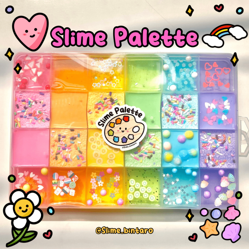 Jual SLIME PALETTE 24 PCS BY SLIME BINTARO || SLIME WARNA WARNI ISI BANYAK || SLIME PALETTE ...