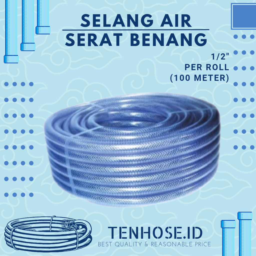 Jual Selang Air Bening Serat Benang 1/2" Inch 100 M Meter Taman Kebun | Shopee Indonesia