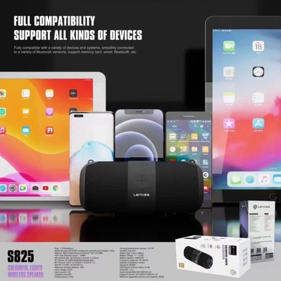 Jual Speaker Bluetooth Lenyes Tws S825 Wireless Speaker Stereo Twins | Shopee Indonesia