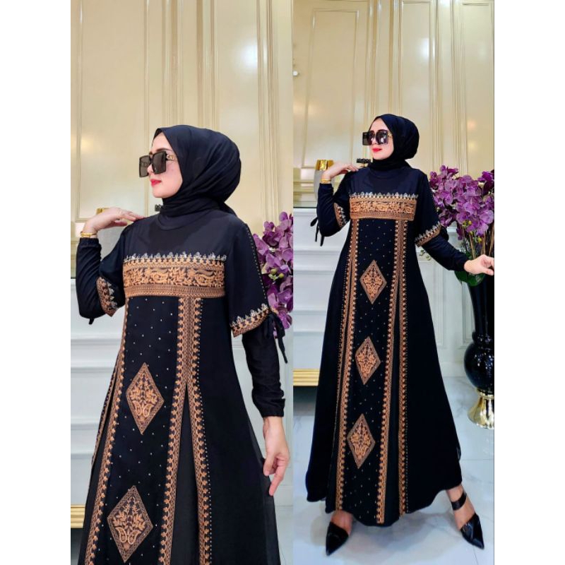 Jual GAMIS ABAYA TURKEY BORDIR COKLAT PRINCESS MEWAH ABAYA HITAM GAMIS ...