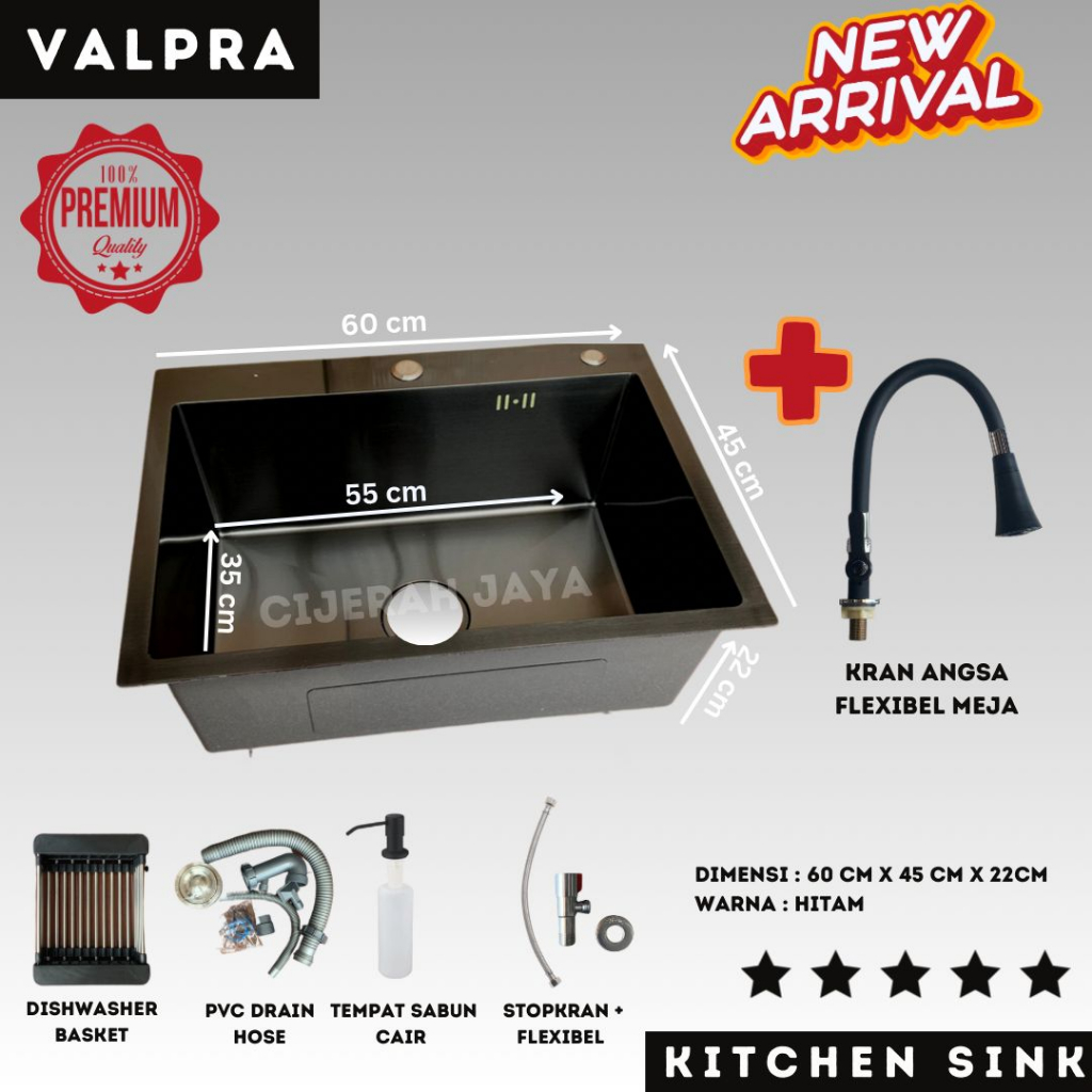 Jual BAK CUCI PIRING HITAM SUS 304 BOLZANO SETIPE VALPRA VHE6045 + AFUR ...