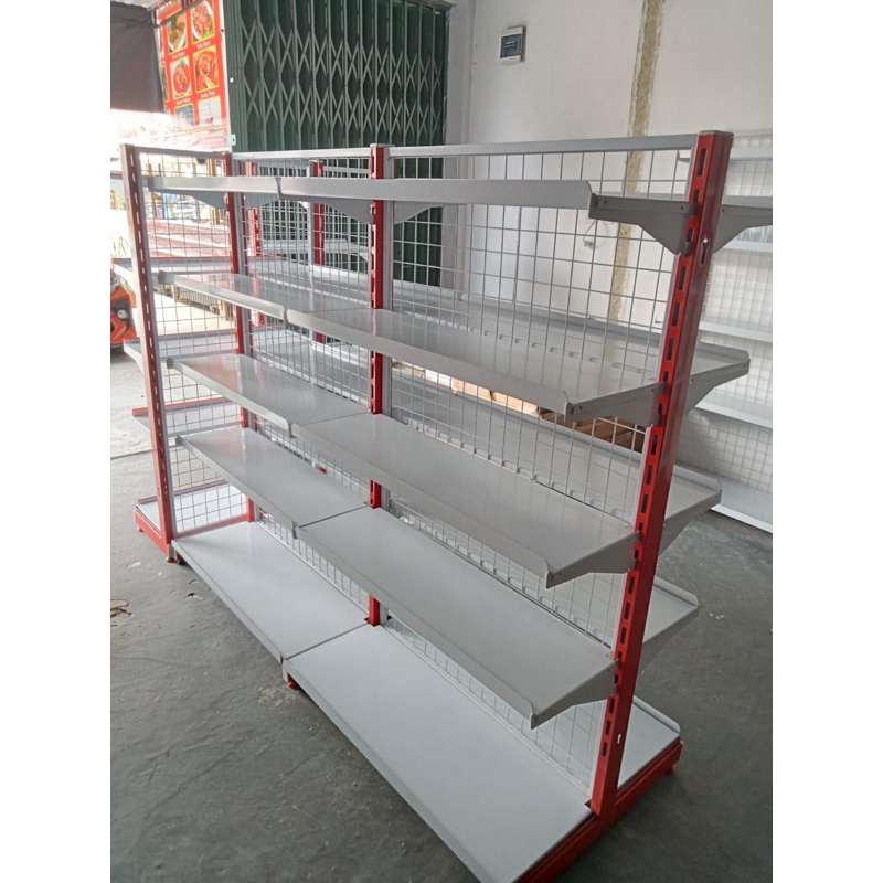 Jual Rak minimarket doble 4 susun bolak balik Rak gondola doble murah ...
