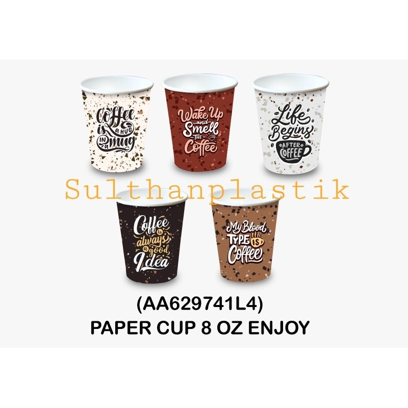 Jual Paper Cup/Gelas Kopi 4 OZ 6,5 OZ & 8 OZ Hot Kopi/TehTebal Merk Okey 240ml Dan Tutup 50pcs ...
