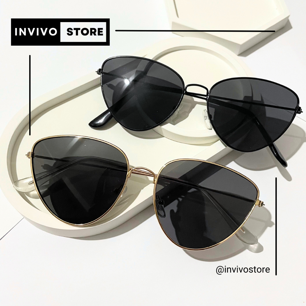 Jual Kacamata Segitiga Sunglasses Triangle Sunnies Cat Eye Kacamata Hitam Wanita Frame Gaya ...