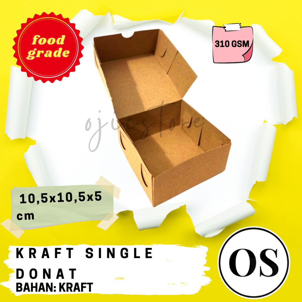 Jual Dus Kraft Donat Ukuran 10,5x10,5x5 CM Cocok untuk Donat, Roti, Kue ...