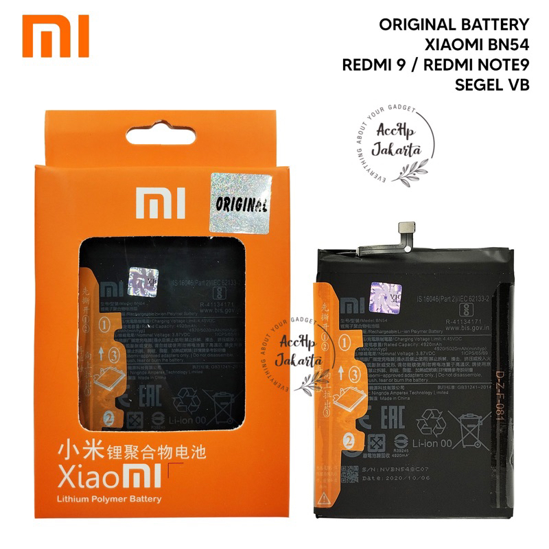 Jual BATERAI BATRE REDMI 9 / REDMI NOTE 9 REDMI 10X 4G BN 54 BN54 ...