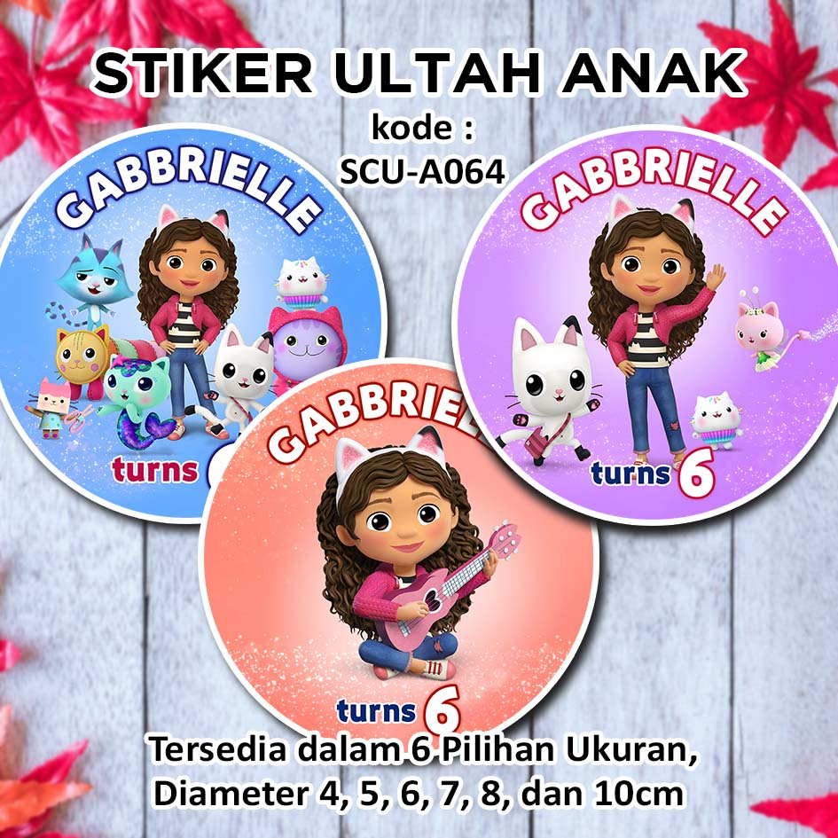 Jual STIKER ULTAH ANAK GABBY'S DOLL HOUSE STICKER LABEL ULANG TAHUN ...