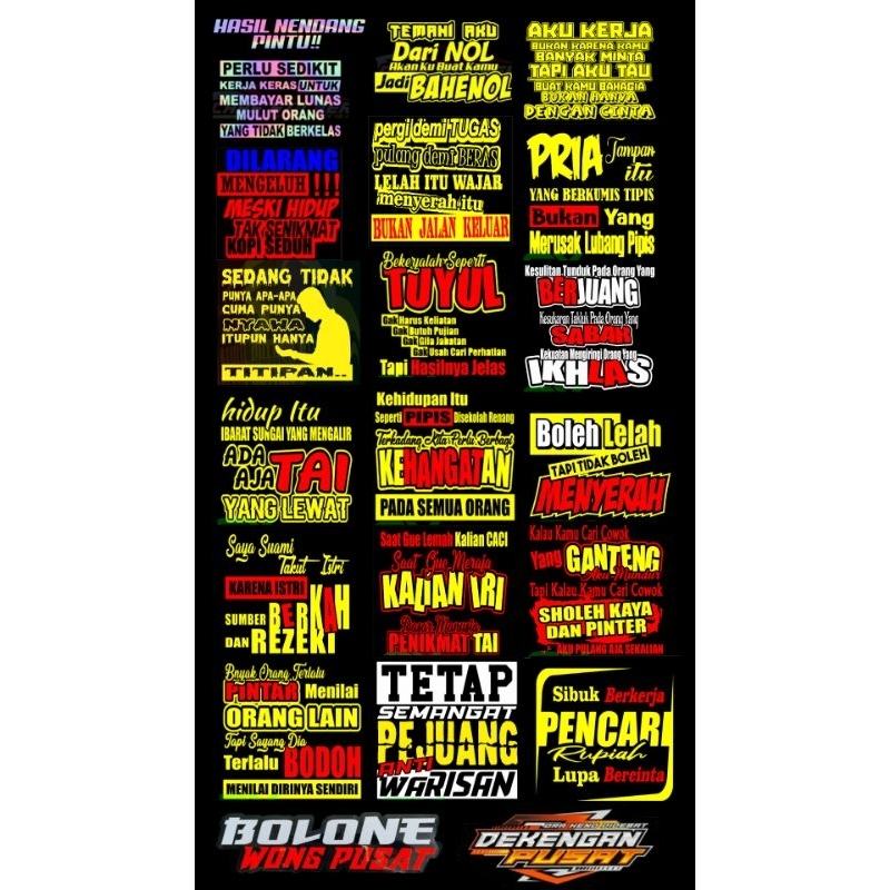 Jual Stiker kata kata 1 lembar bahan Hologram uk JUMBO 30x47cm | Shopee ...