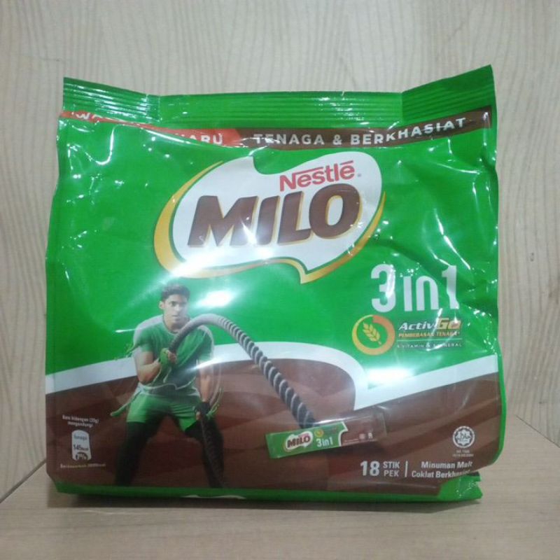 Jual Minuman Malt Coklat Milo Nestle 3 in 1 ( 18 Stik ) | Shopee Indonesia