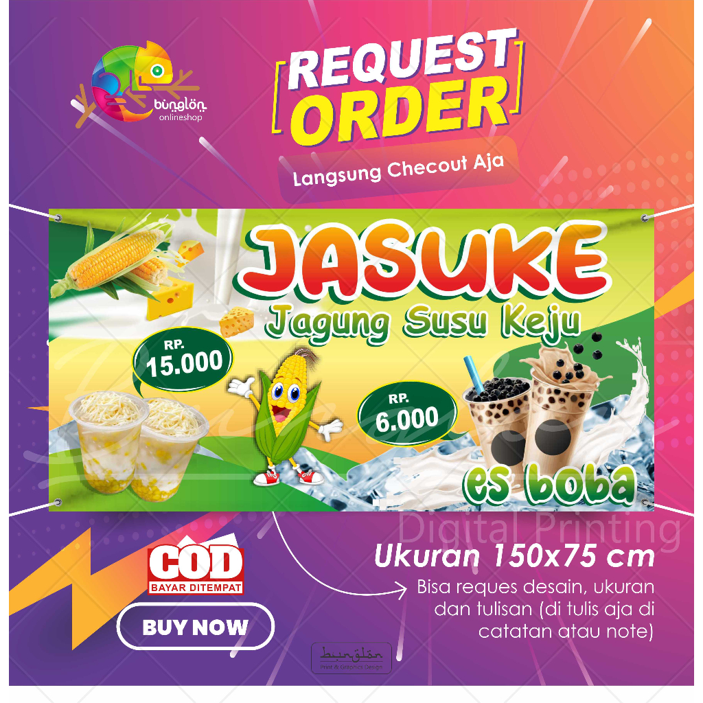 Jual Size 150x75 Spanduk Jasuke, Banner Jagung Susu Keju | Shopee Indonesia