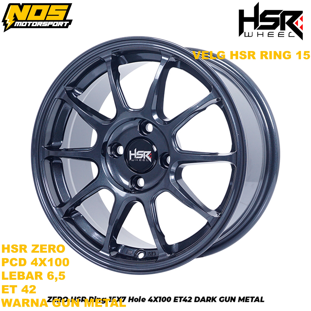 Jual Velg mobil HSR ZERO ring 15 pcd 4x100 untuk brio, agya, sigra, dll lebar 6,5 warna gun ...