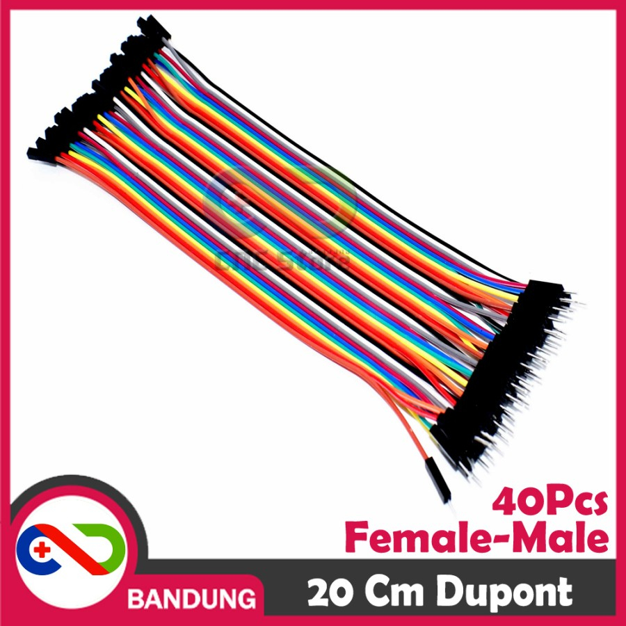 Jual 40PCS JUMPER CABLE KABEL 20CM MALE TO FEMALE DUPONT FOR BREADBOARD ...