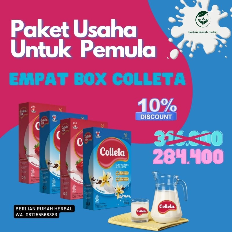 Jual Paket Usaha Cukup 4 Box Colleta Susu Kambing Etawa Plus Collagen Daun Kelor Dan Glutathione ...
