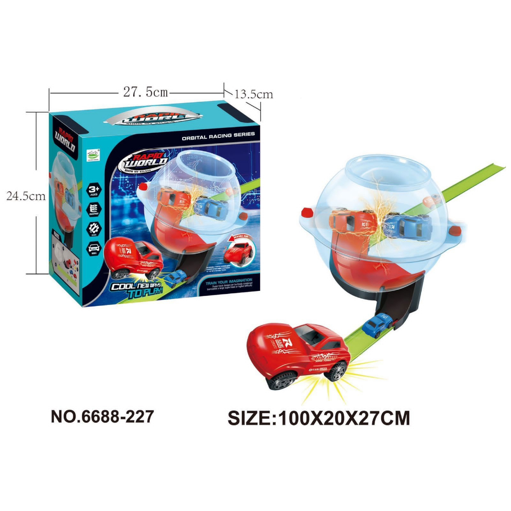 Jual Rapid world Orbital racing toy double pull back car track original ...