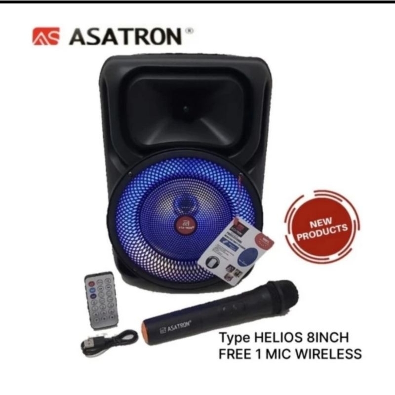 Jual SPEAKER PORTABLE ASATRON HELIOS 8 INCH FREE MIC WIRELESS ASATRON ...