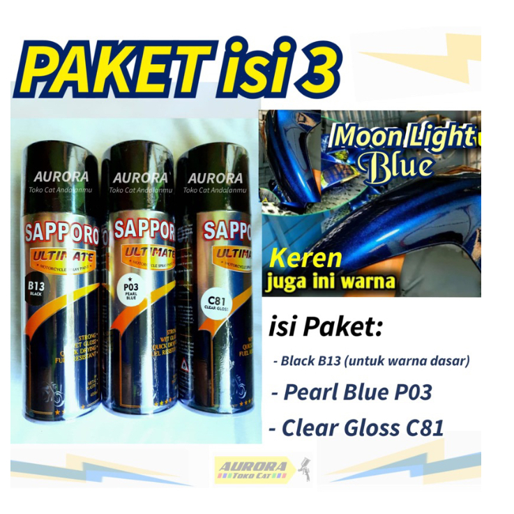Jual PAKET Sapporo Ultimate Moonlight Blue / Hitam Lembayung Biru isi 3 ...