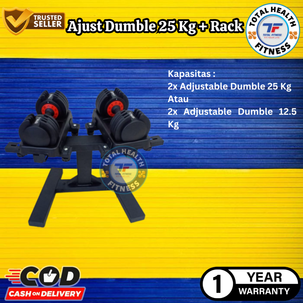 Jual Alat Olahraga Angkat Beban Adjustable Dumble Set 25 Kg + Rack ...
