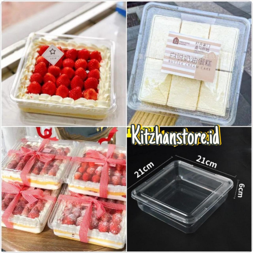 Jual 10pcs tray mika kue 21cm box mika dessert kotak mika cake dessert ...