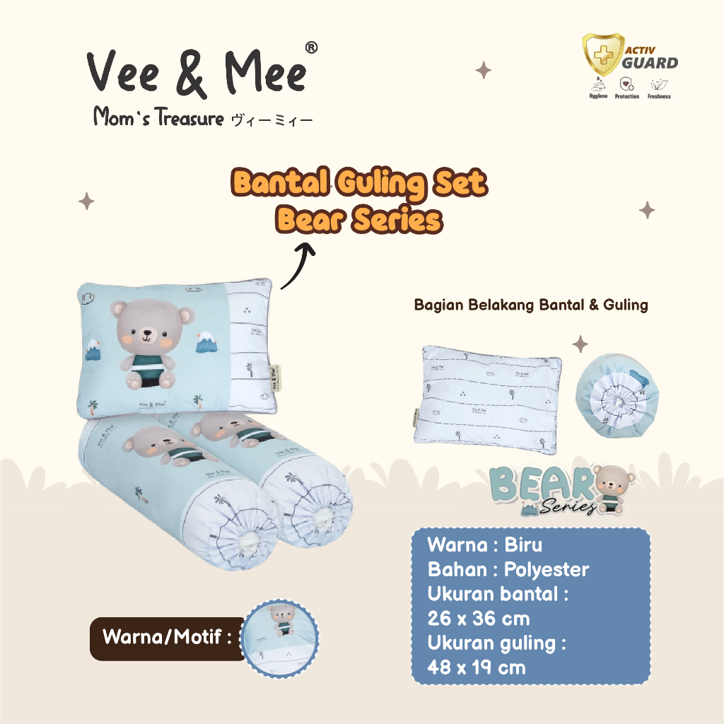 Jual Vee And Mee Bantal Guling Set Bear Series / Dino Series / Rabbit ...
