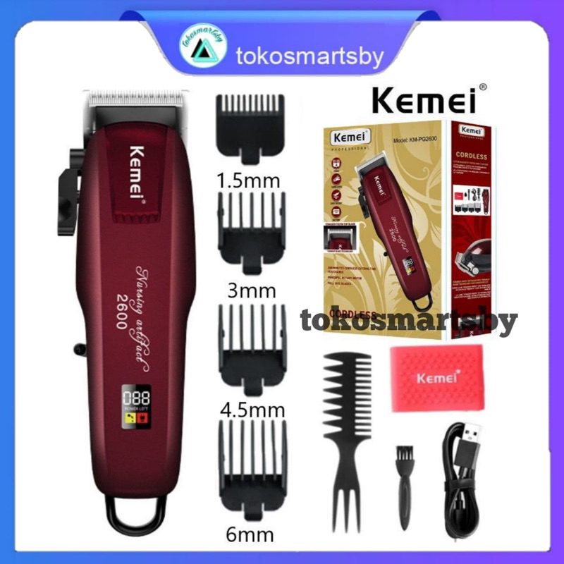 Jual Kemei KM-PG-2600 Alat Cukur Rambut Tanpa Kabel Profesional Rechargesble Electric Hair ...