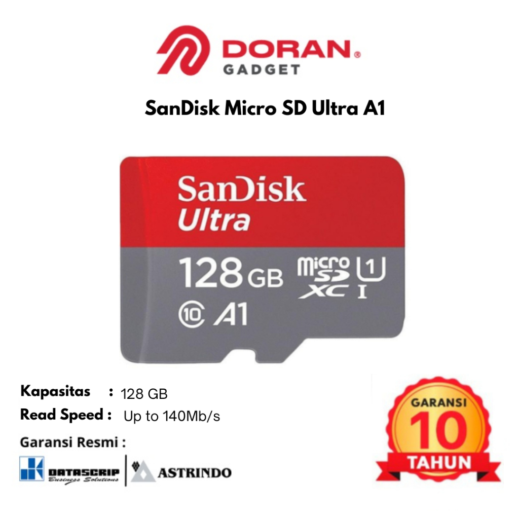 Jual Sandisk Micro SD 128 GB 128GB Ultra A1 UHS-I up to 140Mbps - Original Garansi Resmi ...