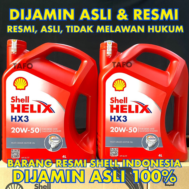 Jual SHELL HX3 20w-50 4 LITER / SHELL HELIX HX-3 20w50 RESMI ORIGINAL ...