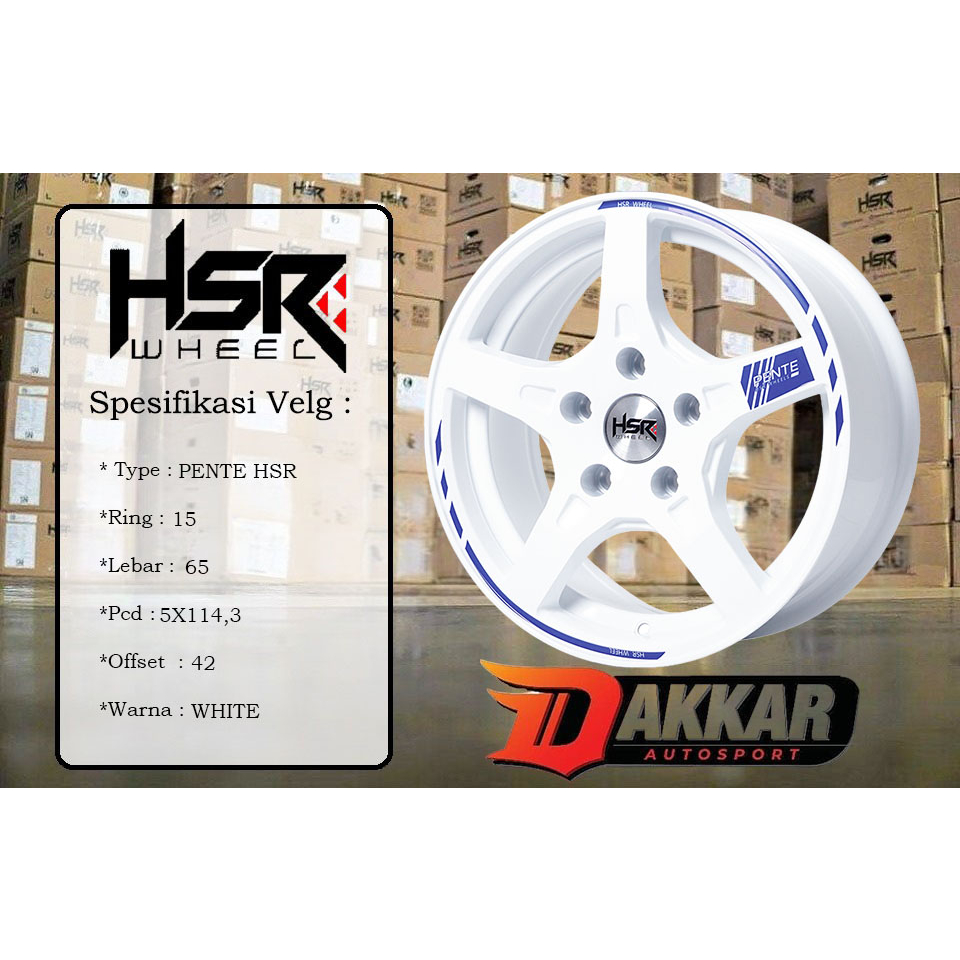 Jual velg warna putih ring 15 velg hsr r15 baut 5 tipe pente untuk ...