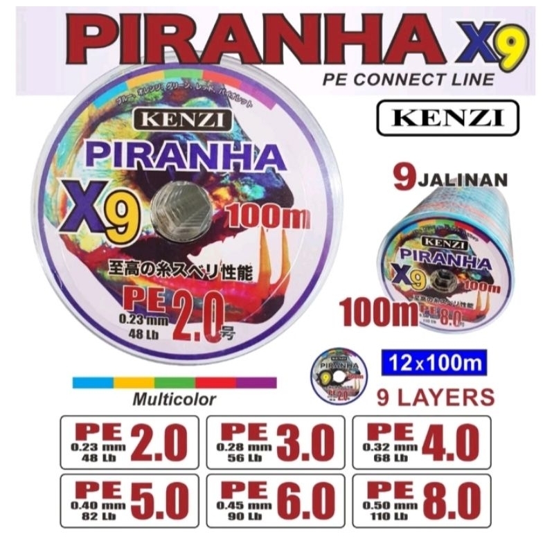 Jual pe kenzi piranha x9 100m | Shopee Indonesia