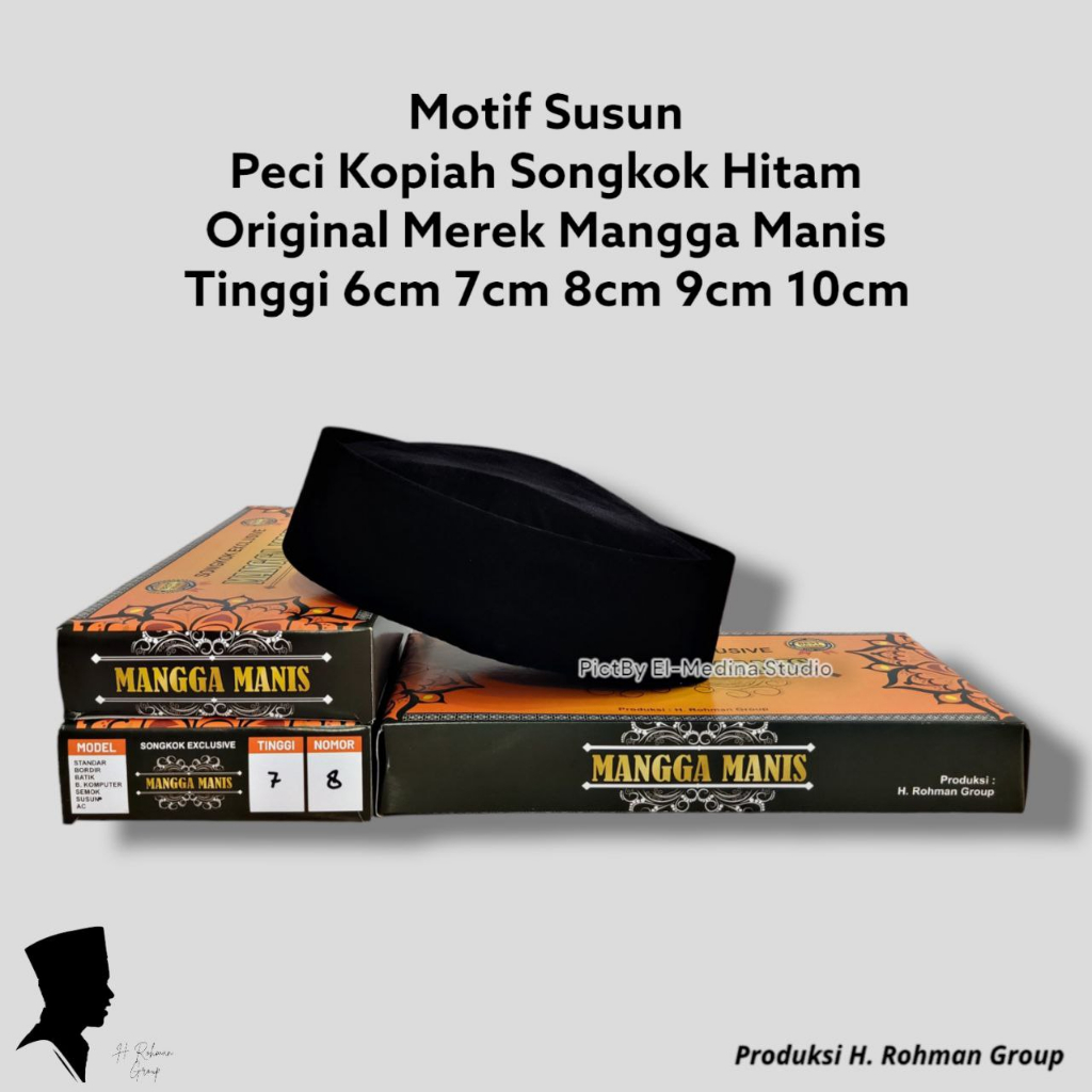 Jual Model susun peci kopeah hitam songkok nasional tinggi 7cm kopiah ...
