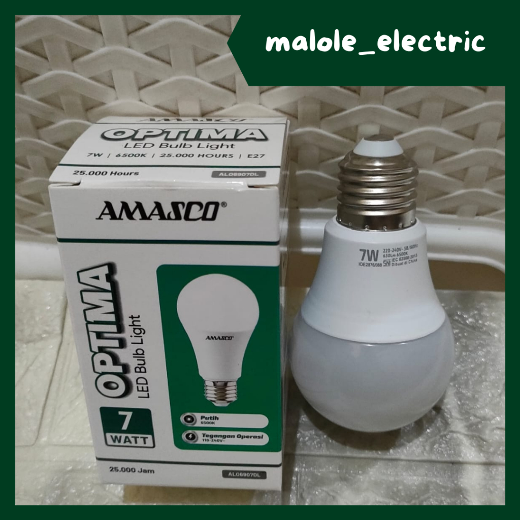 Jual LED AMASCO OPTIMA 5 WATT / 7 WATT / 9 WATT / 12 WATT CAHAYA PUTIH | Shopee Indonesia