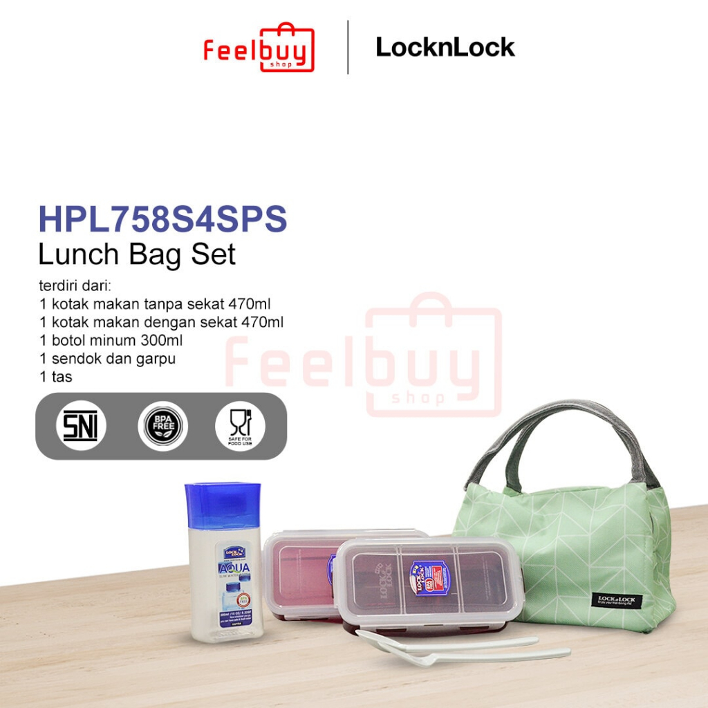 Jual LocknLock HPL758S4SPS - Lunch Box Set with Bag 4P MINT | Shopee Indonesia