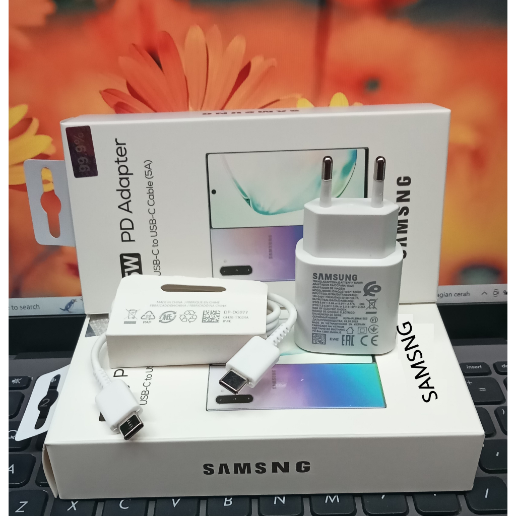Jual Charger Samsng Note 10 25W PD Adapter USB C To C Cable 5A Super Fast Charger | Shopee Indonesia