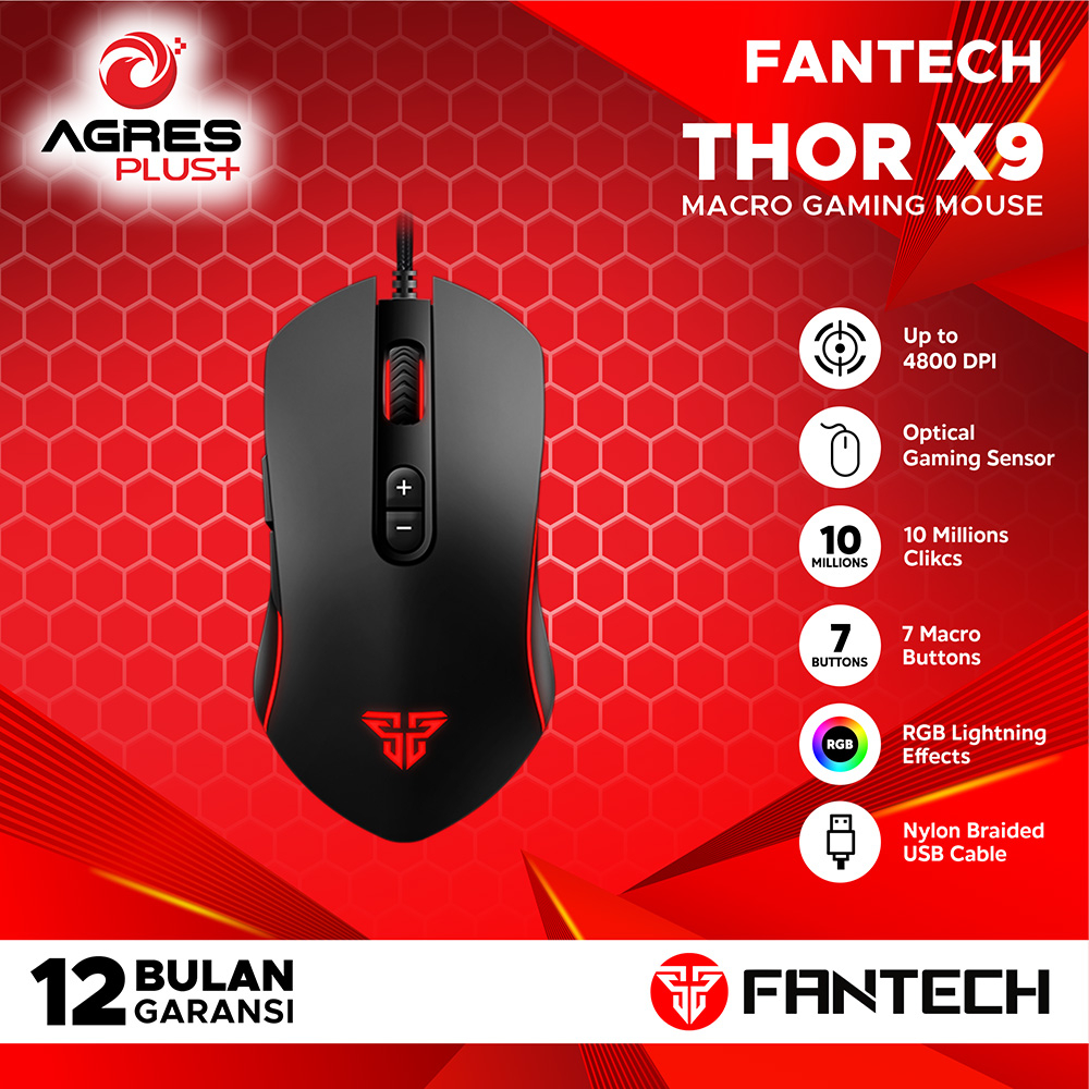 Jual FANTECH Mouse Gaming Thor X9 Standart Macro KADO AGP | Shopee ...